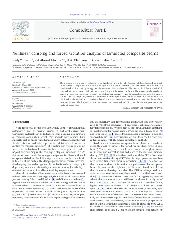 (PDF) Nonlinear damping and forced vibration analysis of laminated ... (PDF) Nonlinear damping and forced vibration analysis of laminated ...