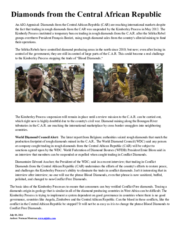 (DOC) Diamonds from the Central African Republic