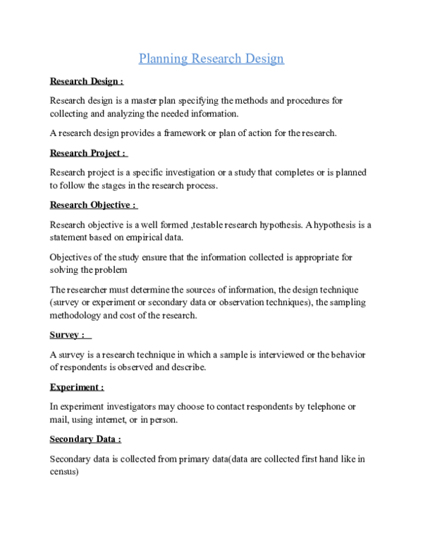 (DOC) Planning Research Design