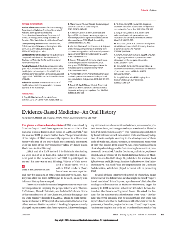 (PDF) Evidence-Based Medicine—An Oral History