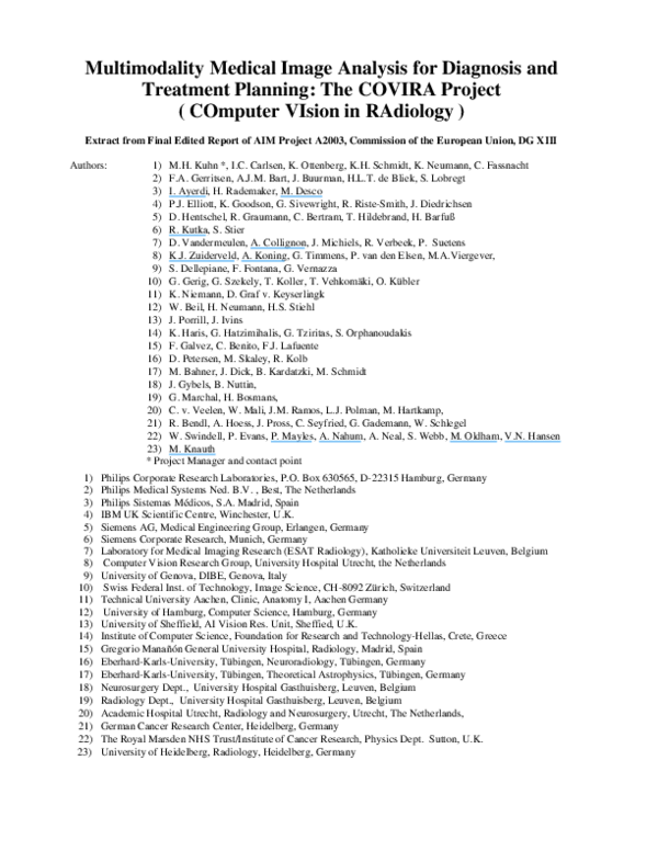 (PDF) Multimodality Medical Image Analysis for Diagnosis and Treatment ...