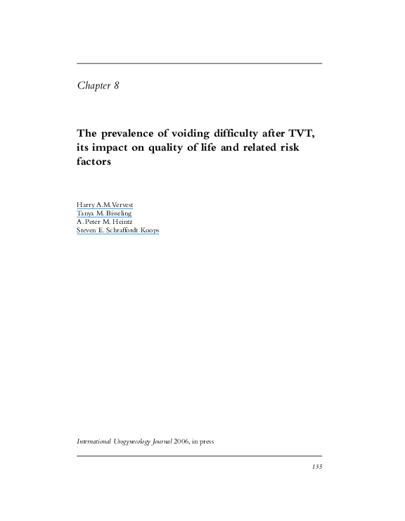 (PDF) The prevalence of voiding difficulty after TVT, its impact on ...