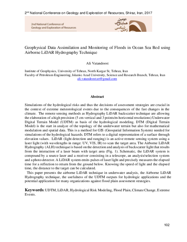 Pdf Geophysical Data Assimilation And Monitoring Of Floods In Ocean