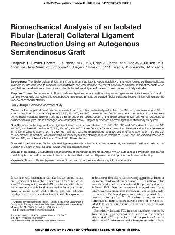 (PDF) Biomechanical Analysis of an Isolated Fibular (Lateral ...
