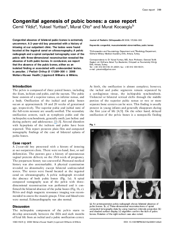 (PDF) Congenital agenesis of pubic bones: a case report | Murat Oto ...