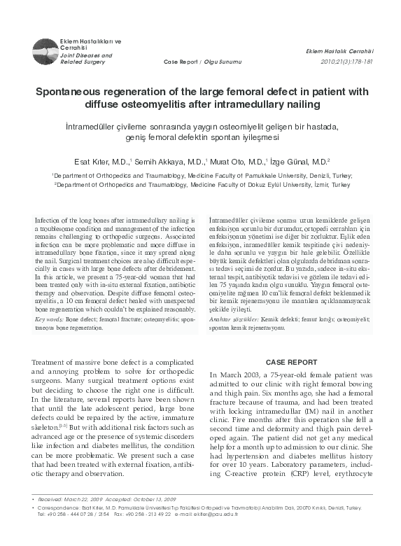(PDF) Spontaneous regeneration of the large femoral defect in patient ...