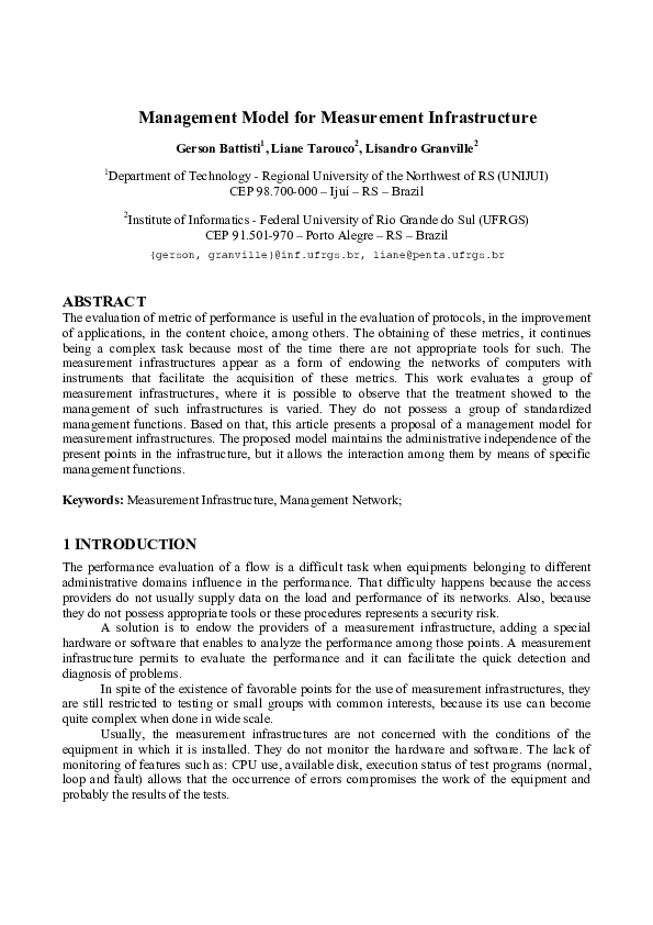 (PDF) Management model for measurement infrastructure