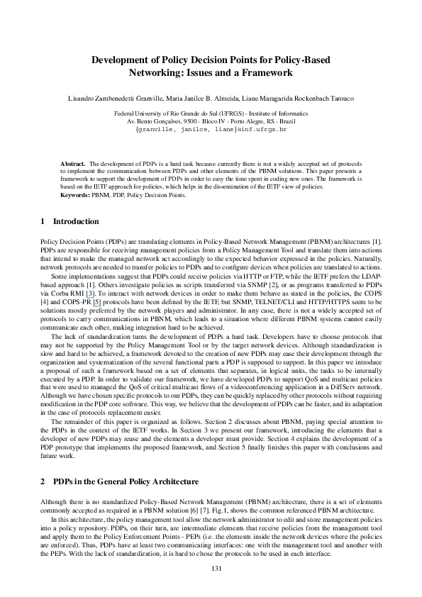 (PDF) Development of Policy Decision Points for Policy-Based Networking ...