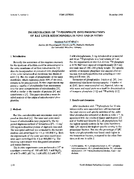 (PDF) Incorporation of 32P-phosphate into phosphatides of rat liver ...