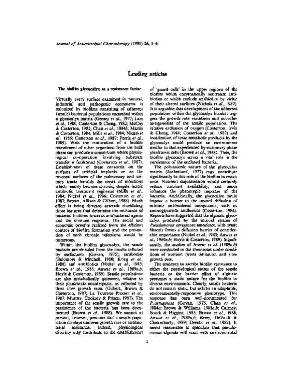 (PDF) The biofilm glycocalyx as a resistance factor