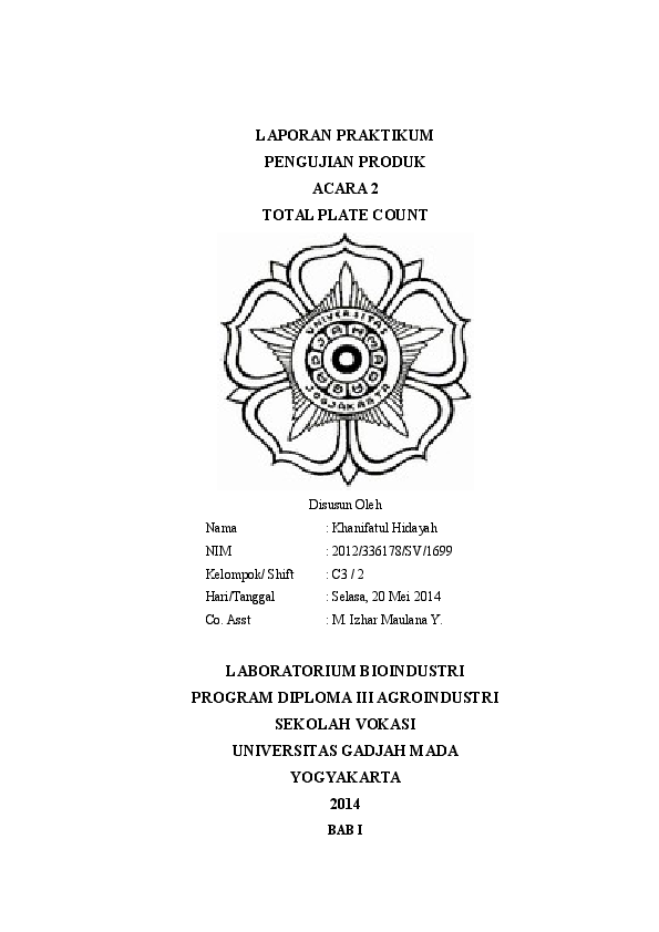 (DOC) TOTAL PLATE COUNT LABORATORIUM BIOINDUSTRI PROGRAM DIPLOMA III ...
