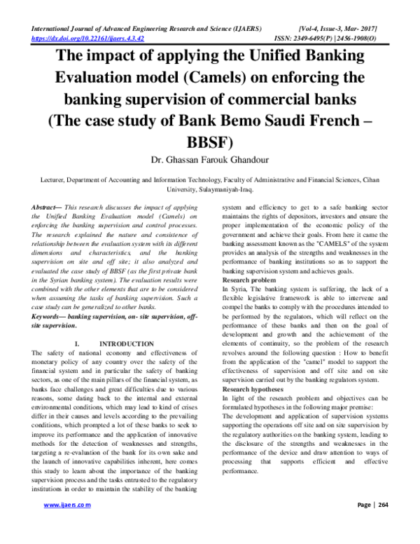 (PDF) The impact of applying the Unified Banking Evaluation model ...