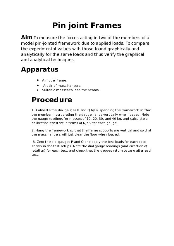 (DOC) Pin joint Frames