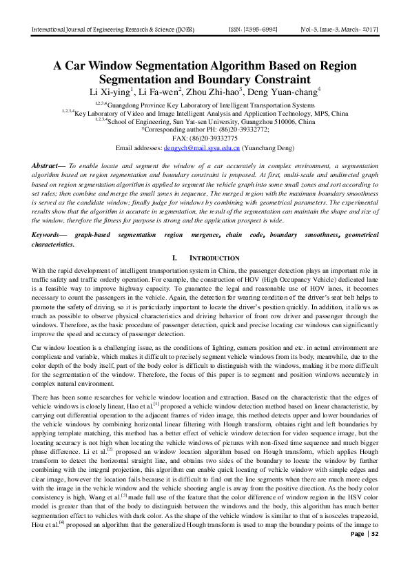 Pdf A Car Window Segmentation Algorithm Based On Region Segmentation