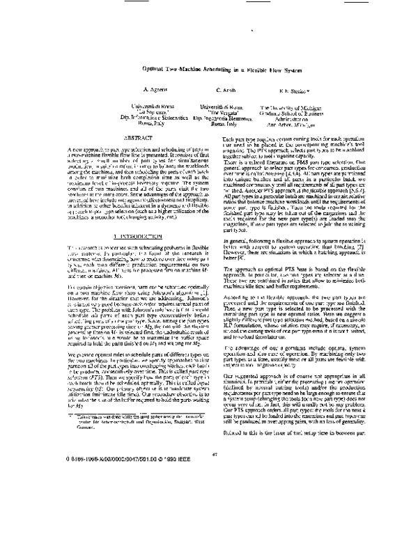 (PDF) Optimal two-machine scheduling in a flexible flow system