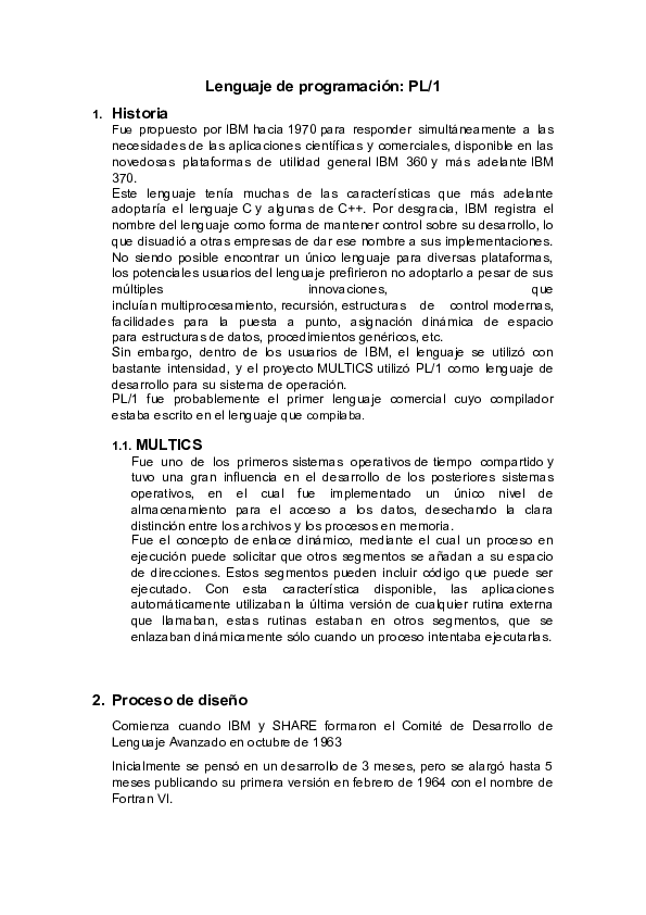 (DOC) Lenguaje de programación: PL/1