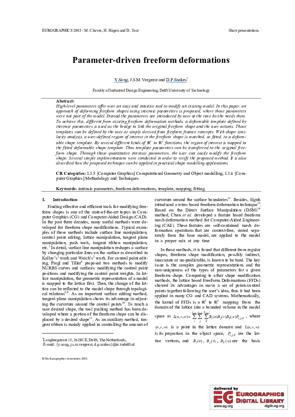 (PDF) Parameter-driven freeform deformation