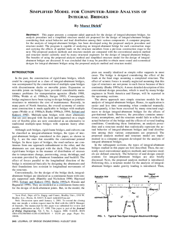 (PDF) Simplified Model for Computer-Aided Analysis of Integral Bridges