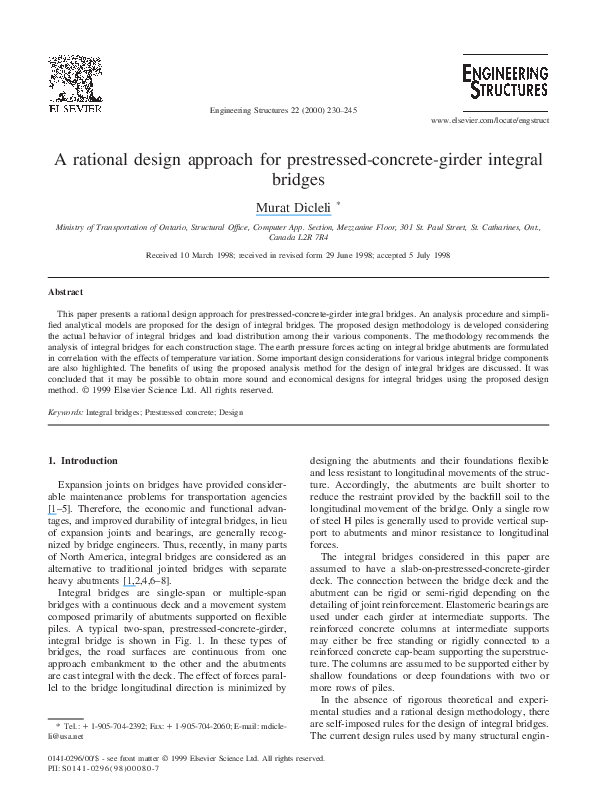 (PDF) A rational design approach for prestressed-concrete-girder ...