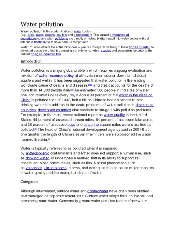 (DOC) Water pollution