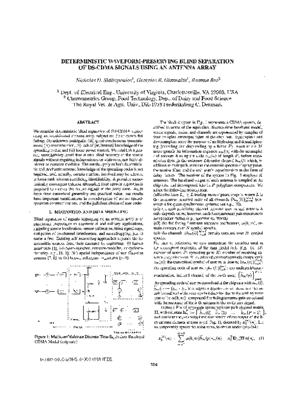 Pdf Deterministic Waveform Preserving Blind Separation Of Ds Cdma