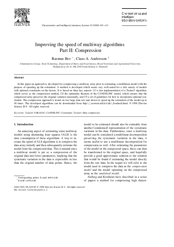 (PDF) Improving the speed of multiway algorithms Part II: Compression