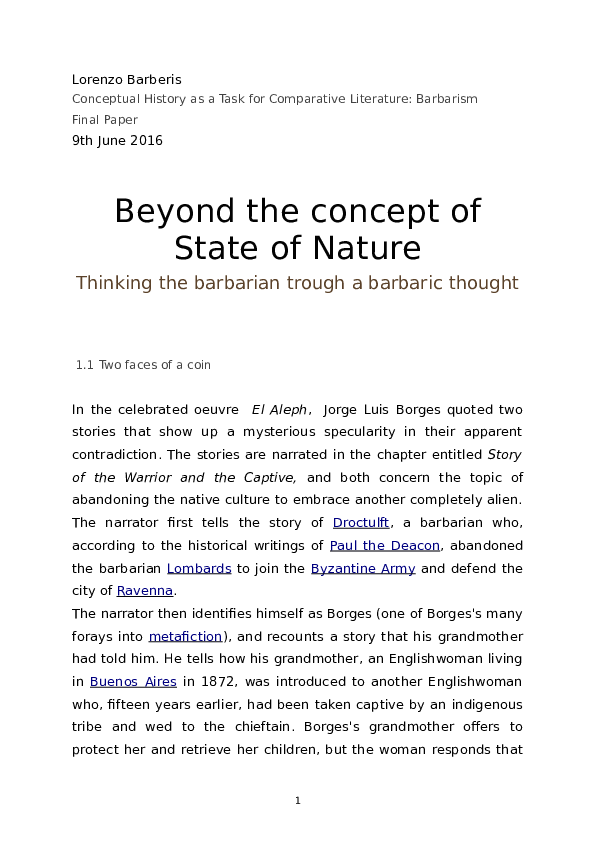 (DOC) Beyond the concept of State of Nature: Thinking the barbarian ...