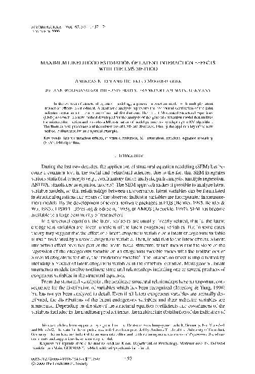 (PDF) Maximum likelihood estimation of latent interaction effects with ... (PDF) Maximum likelihood estimation of latent interaction effects with ...