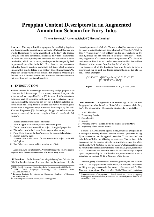 (PDF) Proppian Content Descriptors in an Augmented Annotation Schema ...