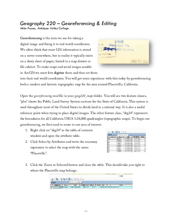 (PDF) Georeferencing & Editing in GIS