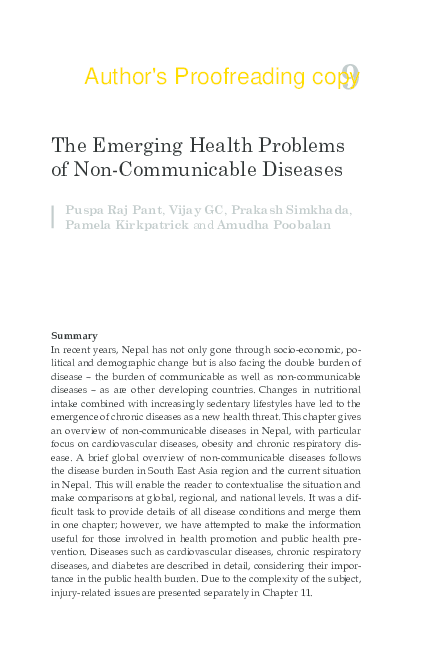 (PDF) The Emerging Health Problems of Non-Communicable Diseases