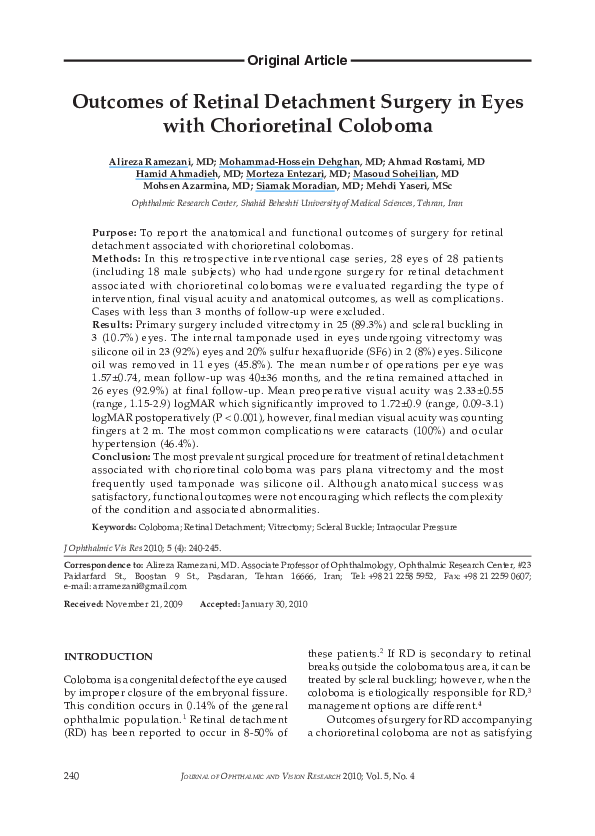 (PDF) Outcomes of retinal detachment surgery in eyes with chorioretinal ...