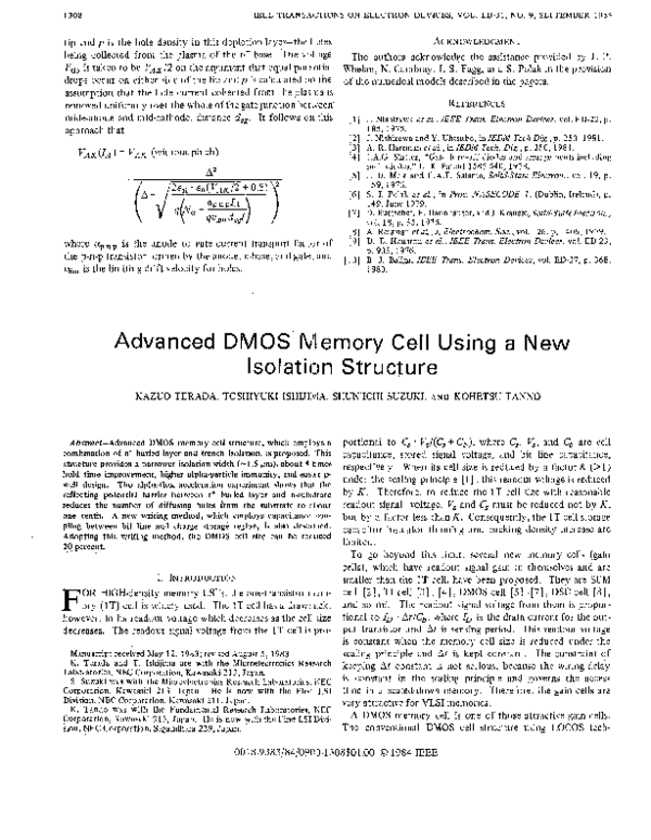 (PDF) Advanced DMOS memory cell using a new isolation structure
