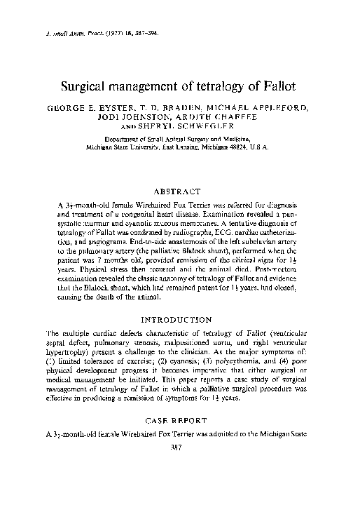 (PDF) Surgical Outcomes in Tetralogy of Fallot