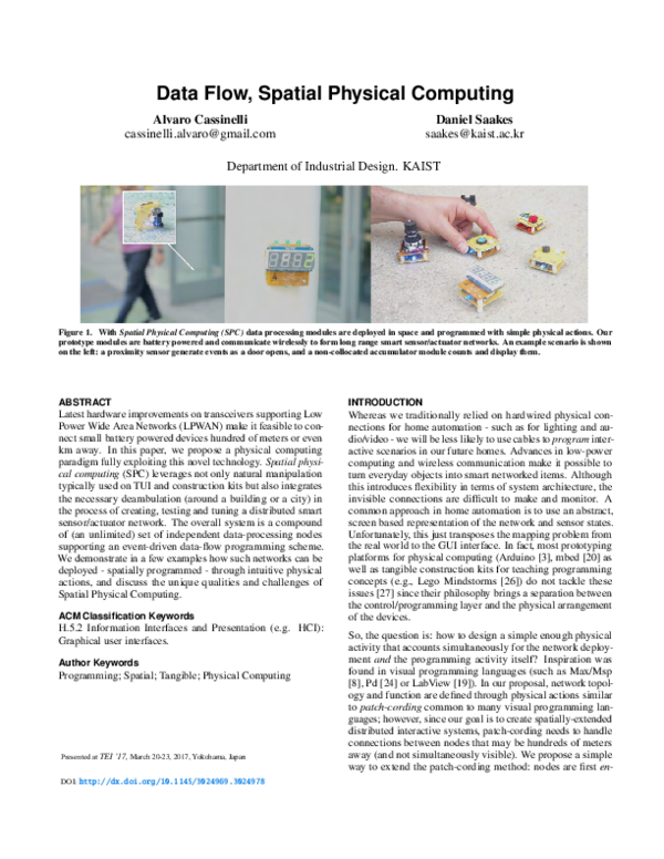 (PDF) Data Flow, Spatial Physical Computing