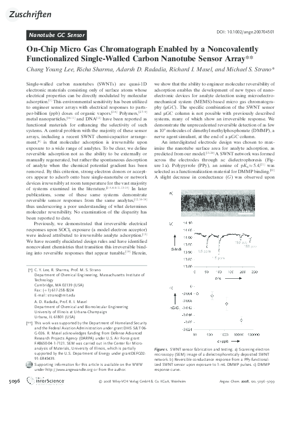 (PDF) On-Chip Micro Gas Chromatograph Enabled by a Noncovalently Functionalized Single-Walled ...