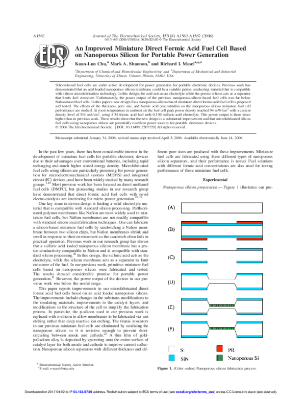 (PDF) An Improved Miniature Direct Formic Acid Fuel Cell Based on ...