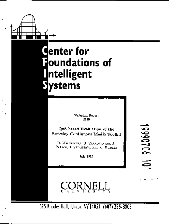(PDF) QoS Based Evaluation of the Berkeley Continuous Media Toolkit | Jaideep Srivastava ...