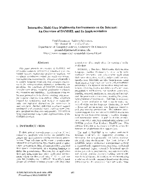 (PDF) Interactive multi-user multimedia environments on the Internet: an overview of DAMSEL and ...