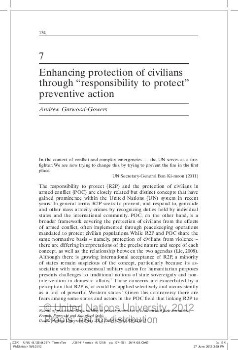 (PDF) Enhancing protection of civilians through " responsibility to ...