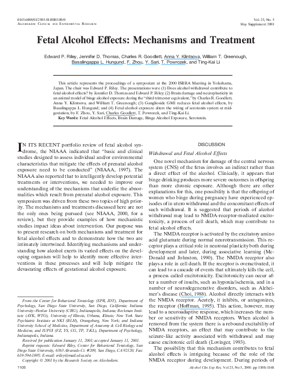 (PDF) Fetal Alcohol Effects: Mechanisms and Treatment
