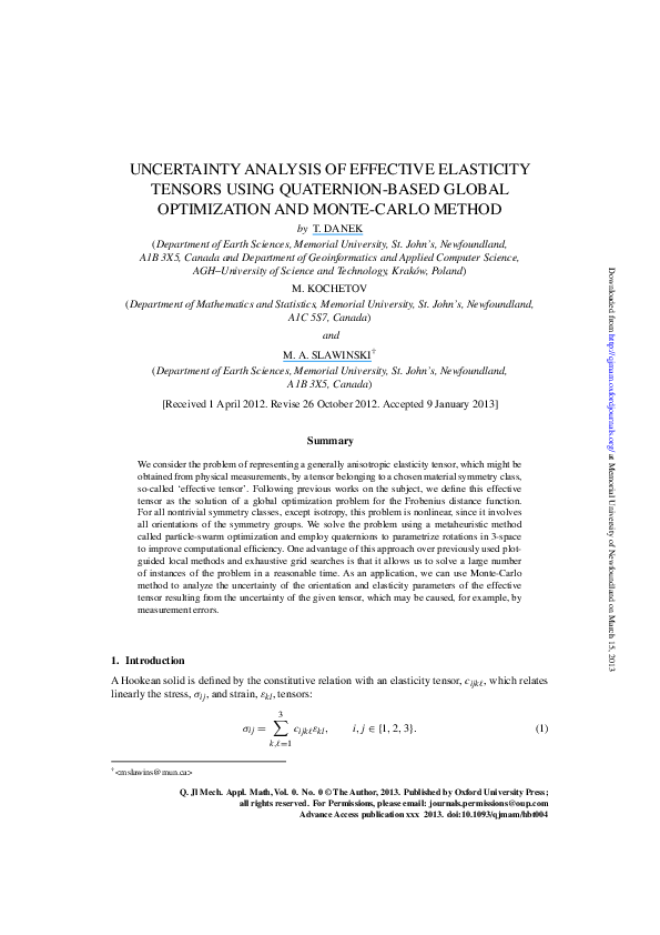 (PDF) Uncertainty analysis of effective elasticity tensors using quaternion-based global ...