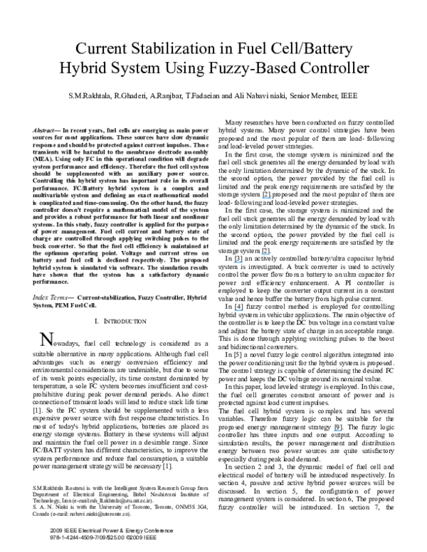 (PDF) Current stabilization in fuel cell/battery hybrid system using fuzzy-based controller