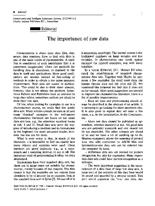 (PDF) The importance of raw data