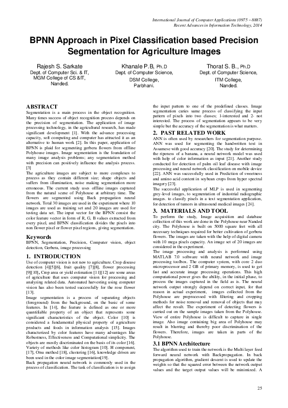 (PDF) BPNN Approach in Pixel Classification based Precision ...