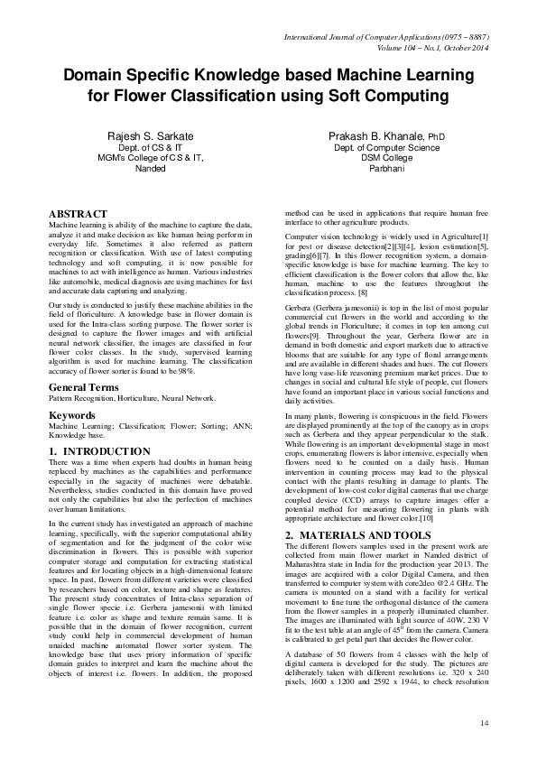 (PDF) Domain Specific Knowledge based Machine Learning for Flower ...