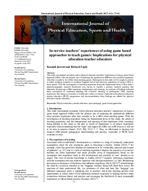 (PDF) In-service teachers' experiences of using game based approaches ...