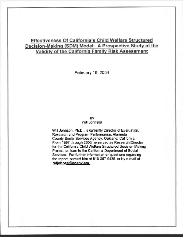 (PDF) Effectiveness of California's child welfare structured ...
