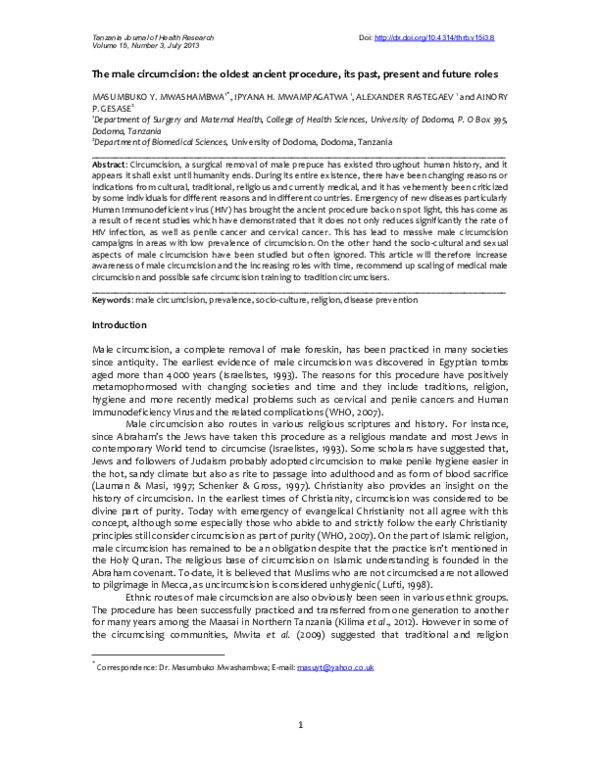 (PDF) The male circumcision: the oldest ancient procedure, its past ...