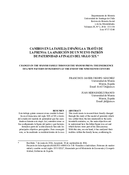 (PDF) CAMBIOS EN LA FAMILIA ESPAÑOLA A TRAVÉS DE LA PRENSA: LA ...